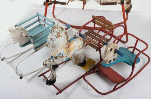 Four assorted cast metal Tri-ang and Mobo Rocking horses, circa 1960