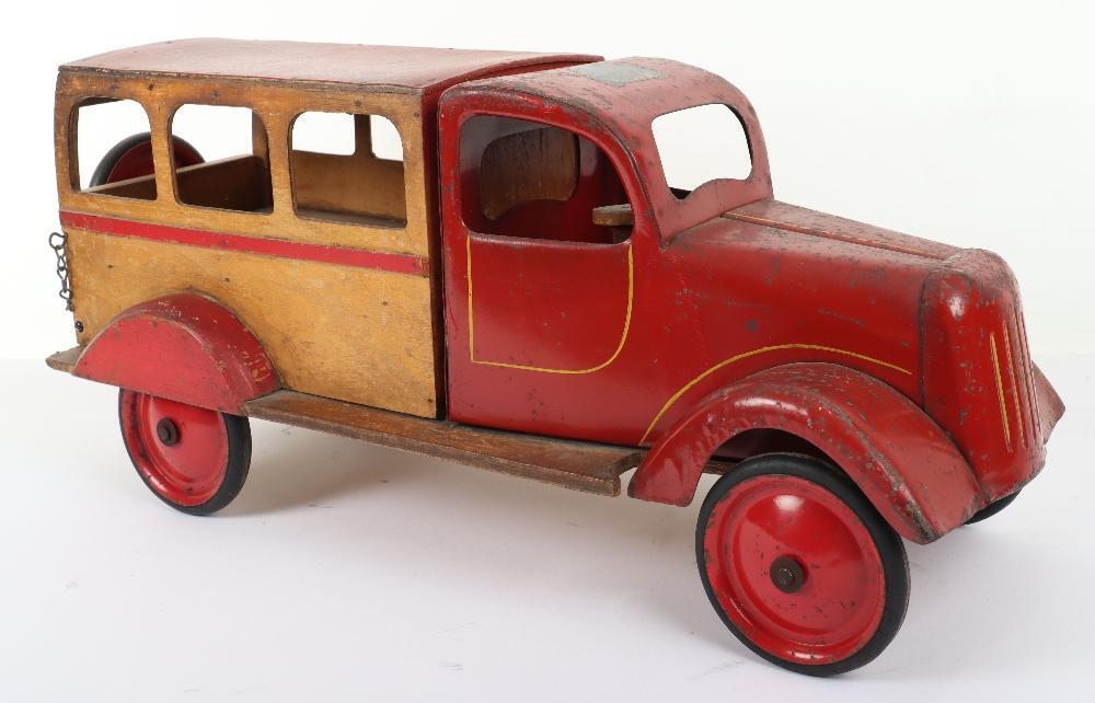 A rare Swallow toys pressed steel and wooden Charabang, English circa 1950