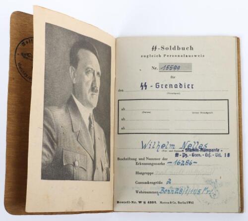 Late War Waffen-SS Soldbuch Issued to SS-Grenadier Wilhelm Nelles of ...