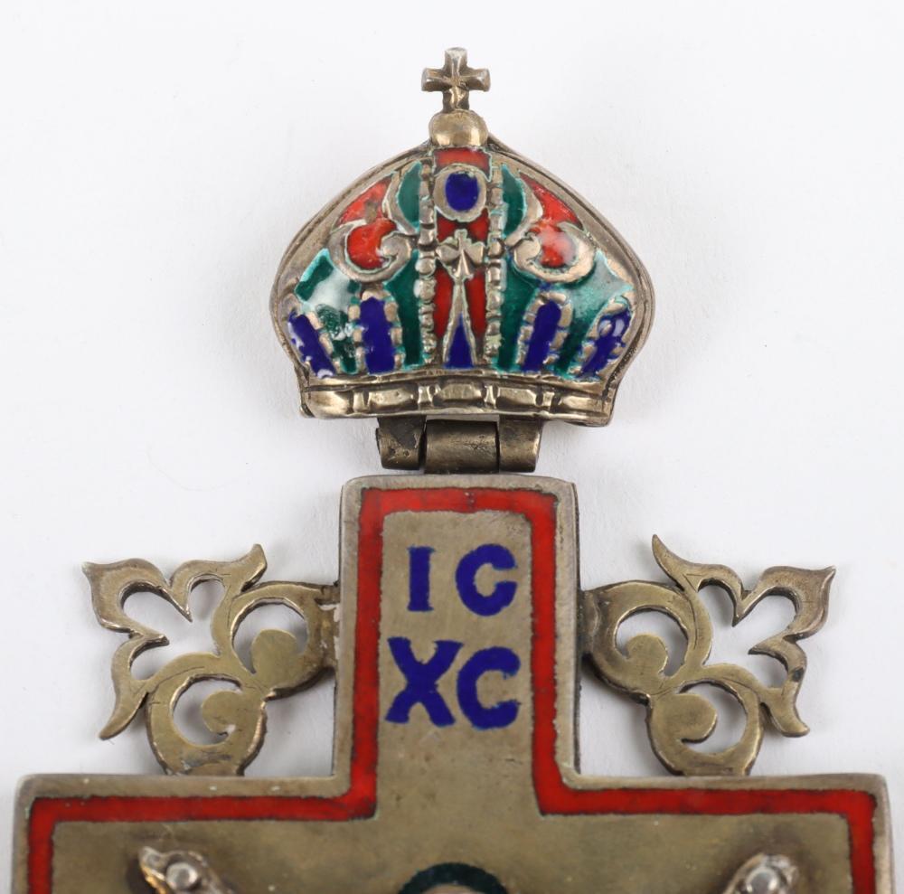 A 19th century Russian silver gilt crucifix / pectoral cross, Moscow