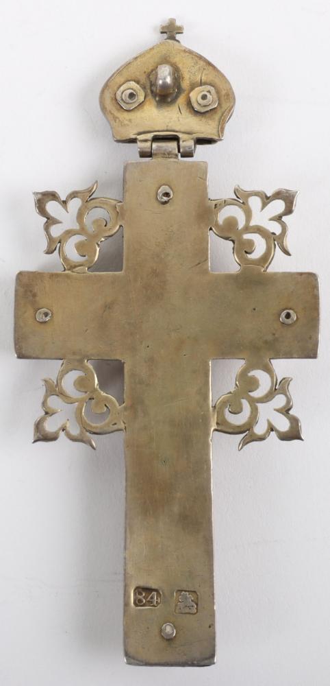 A 19th century Russian silver gilt crucifix / pectoral cross, Moscow