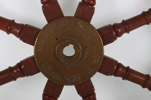 A brass and oak ships wheel by Mactaggart Scott & Co Ltd Edinburgh