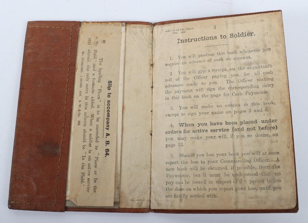 Great War Period Army Book 64 to No.5477 Sergeant William Pinder, A ...