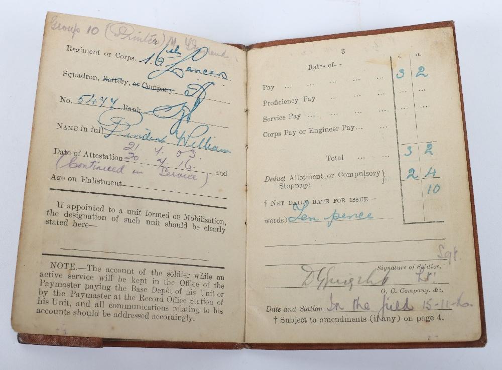 Great War Period Army Book 64 to No.5477 Sergeant William Pinder, A ...
