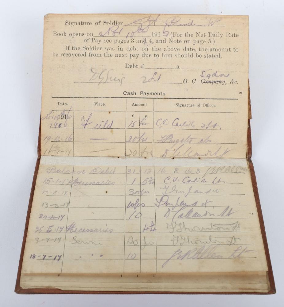 Great War Period Army Book 64 to No.5477 Sergeant William Pinder, A ...