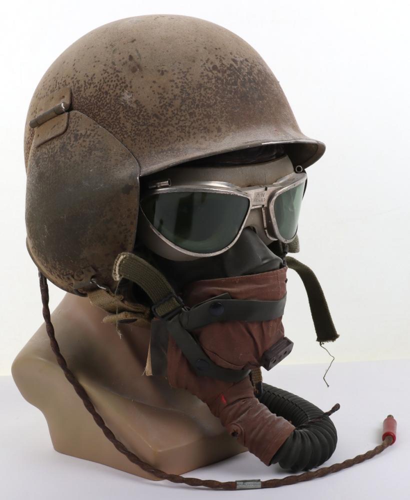 WW2 USAAF Aircrew Air Gunners Steel Helmet and Flying Helmet Set