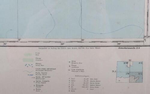 WW2 German 1941 Coloured Map of Tunisia