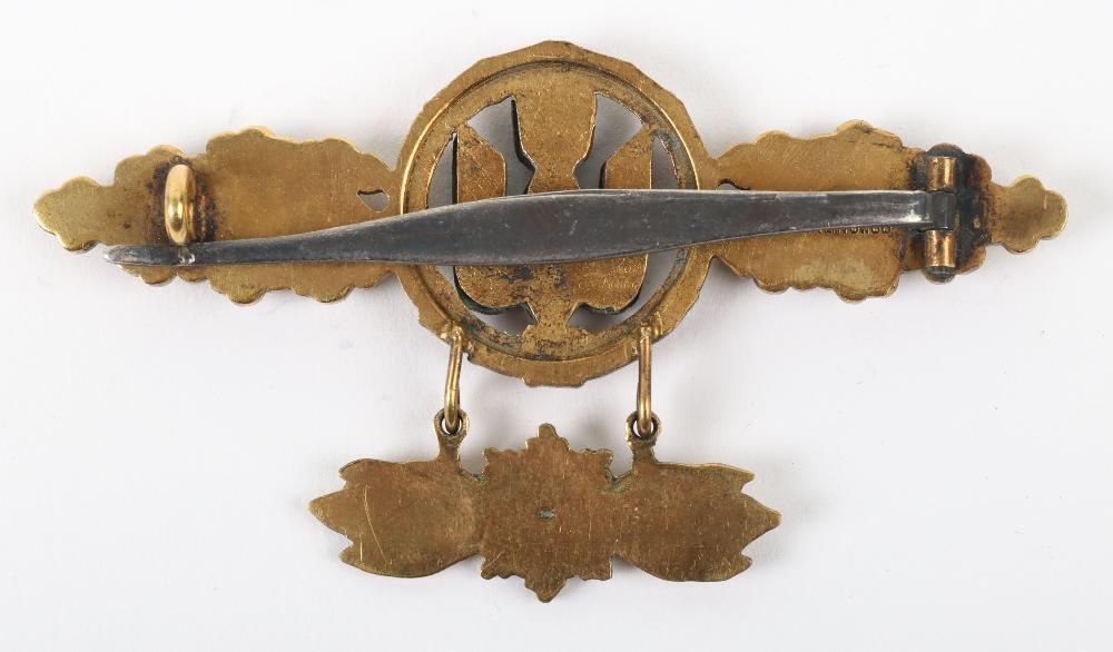 Luftwaffe Bombers Operational Flying Clasp in Gold with Pendant