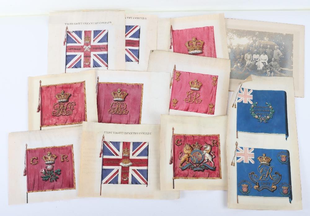 Collection of Hand Painted Illustrations of Regimental Colours