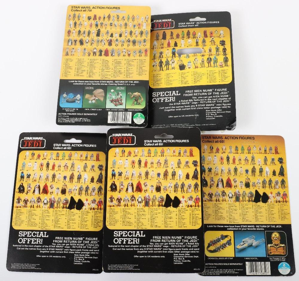 Five Opened Vintage Return of The Jedi Star Wars carded Figures