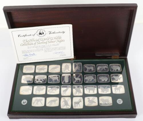 A set of thirty silver ingots, The Official World Wildlife Collection