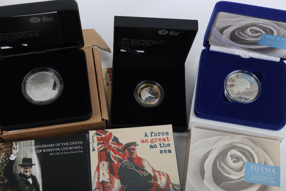 Royal Mint Four coin silver proof One Pound coin set and others