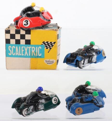 Four Vintage Scalextric Motor Cycle Combination Racing Models