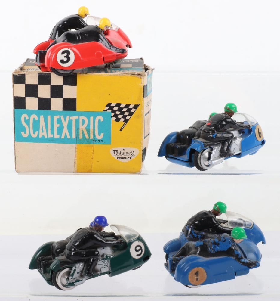 Four Vintage Scalextric Motor Cycle Combination Racing Models