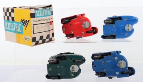 Four Vintage Scalextric Motor Cycle Combination Racing Models