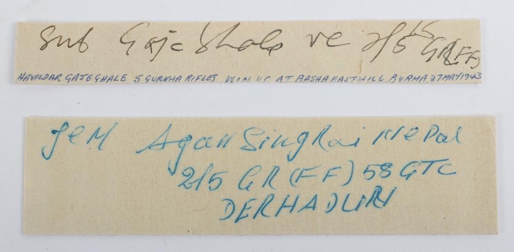 3x Signatures of British Indian Army Victoria Cross Winners