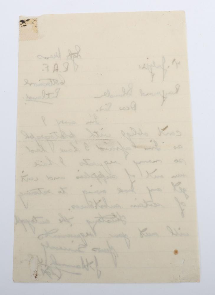 Rare Signed Letter of Royal Air Force Victoria Cross Winner Sergeant ...