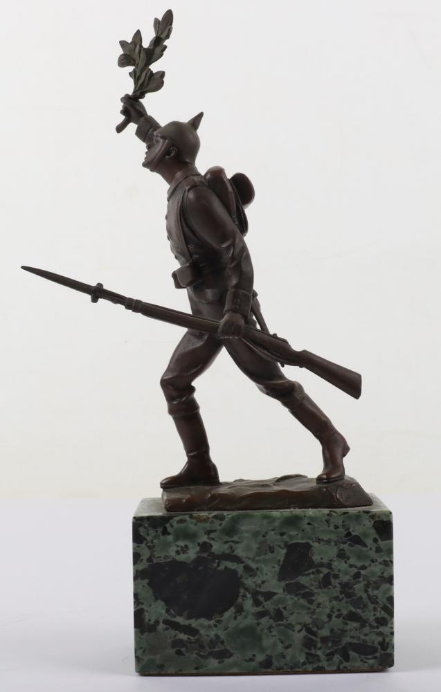 Bronze Figure of an Advancing WW1 German Soldier
