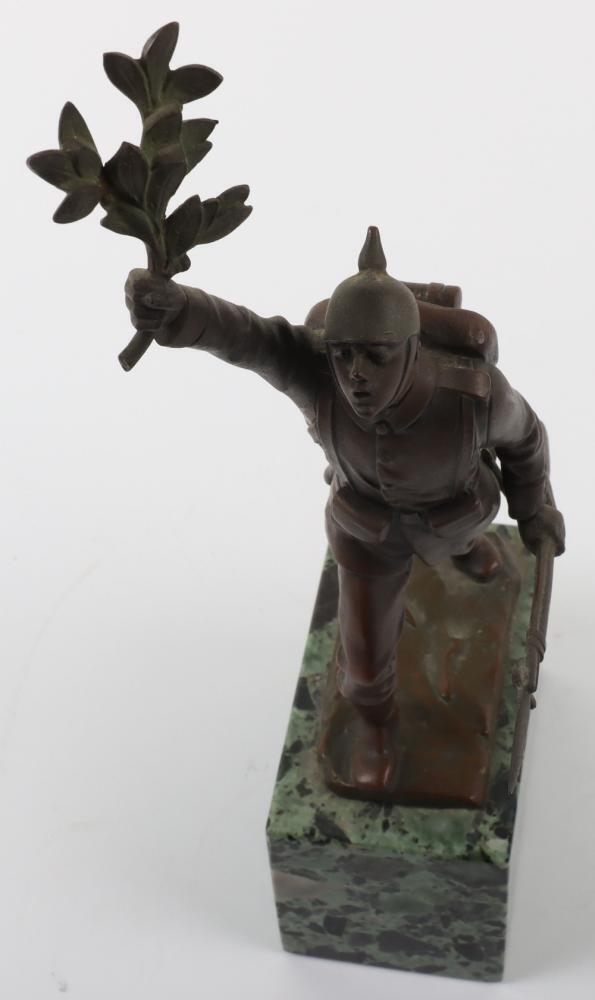 Bronze Figure of an Advancing WW1 German Soldier