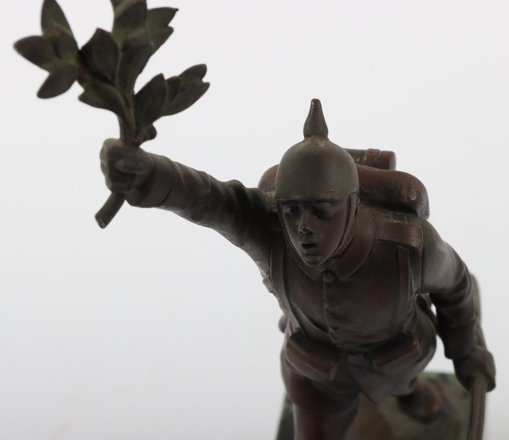 Bronze Figure of an Advancing WW1 German Soldier