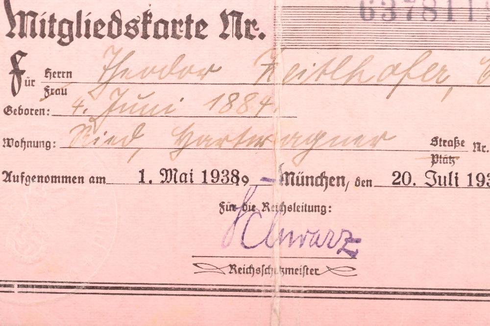 Third Reich NSDAP Party Members Card