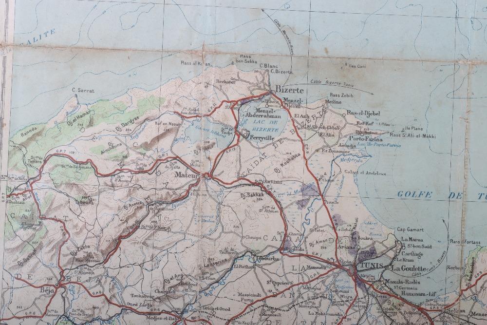 WW2 German 1941 Coloured Map of Tunisia
