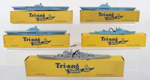Five boxed Tri-ang Minic 1:1200 scale Military ships
