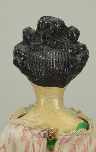 Early all original papier-mache shoulder head lady doll, German circa 1850,