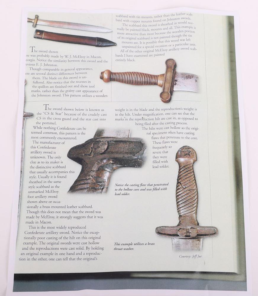 American Civil War Confederate Artillery Short Sword