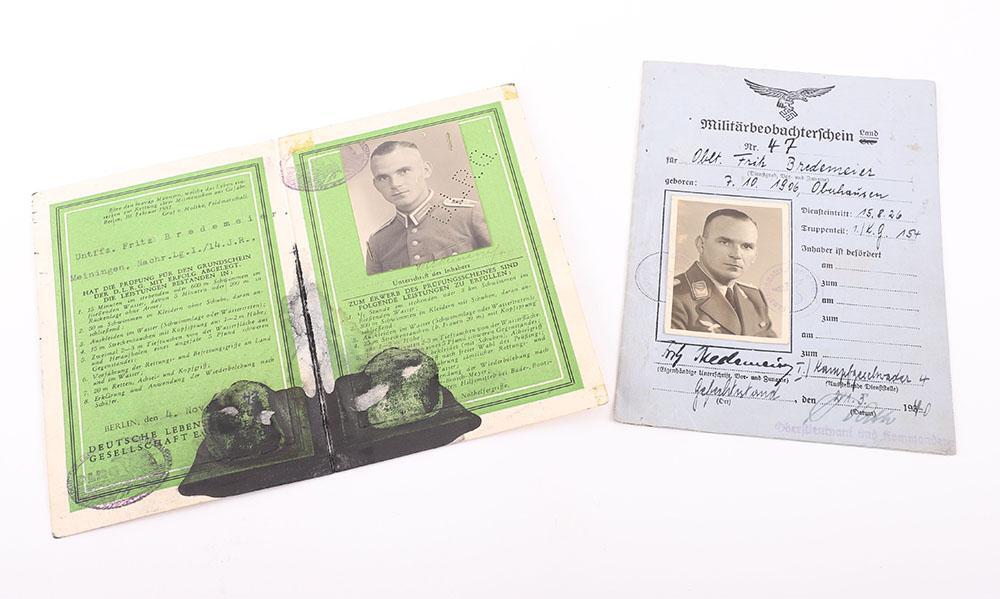 WW2 German Luftwaffe Observers License (Militarbeobachterschein) of ...