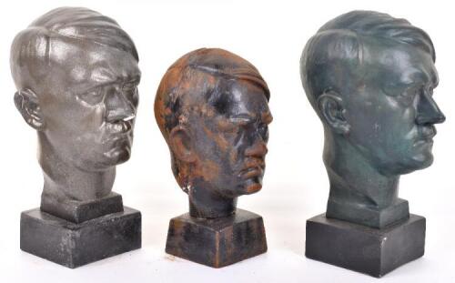 3x Adolf Hitler Head Table Busts