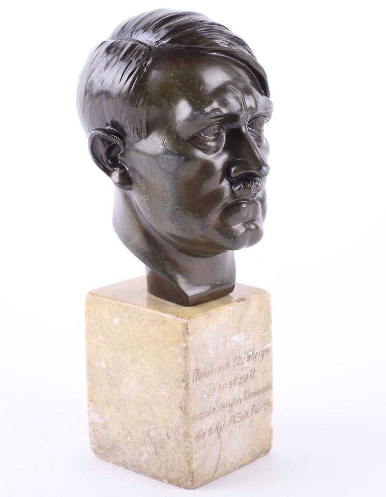 Third Reich Adolf Hitler Luftwaffe Flying School Presentation Table Bust