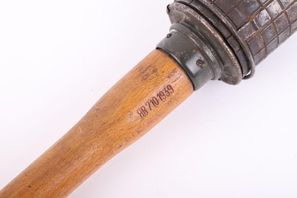 Rare Inert WW2 German Stick Grenade with Fragmentation Shrapnel Sleeve