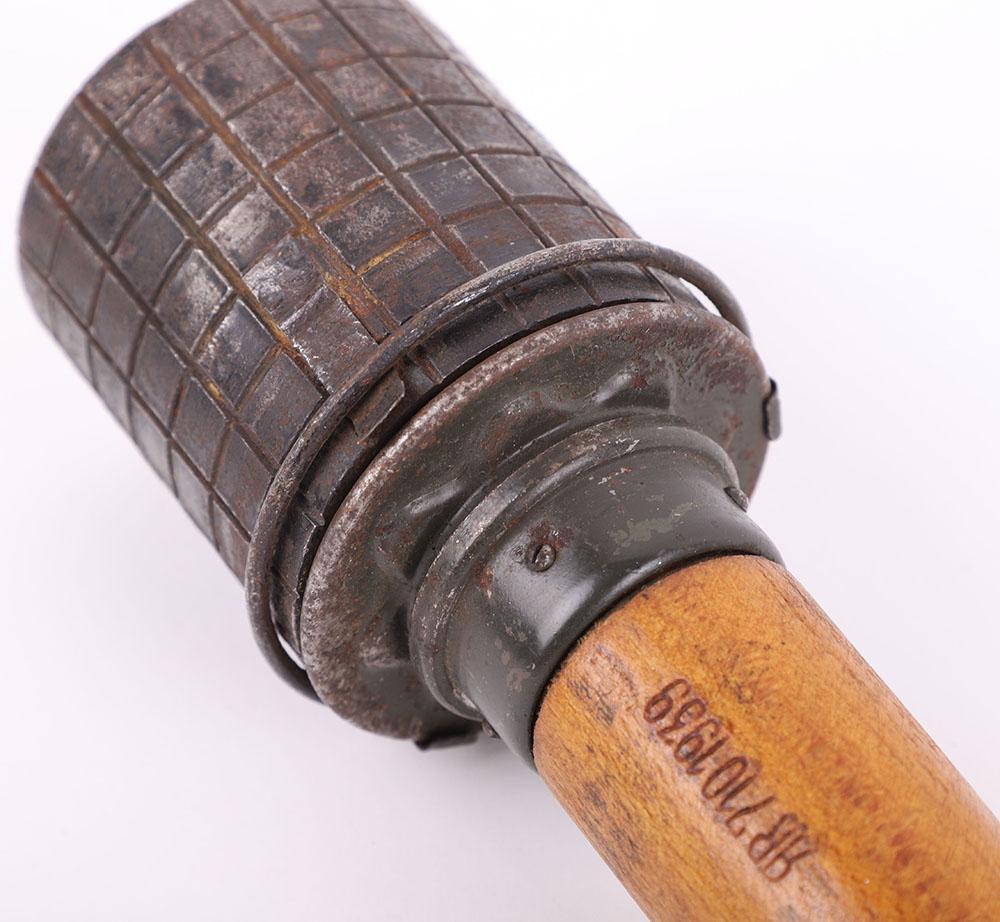 Rare Inert WW2 German Stick Grenade with Fragmentation Shrapnel Sleeve