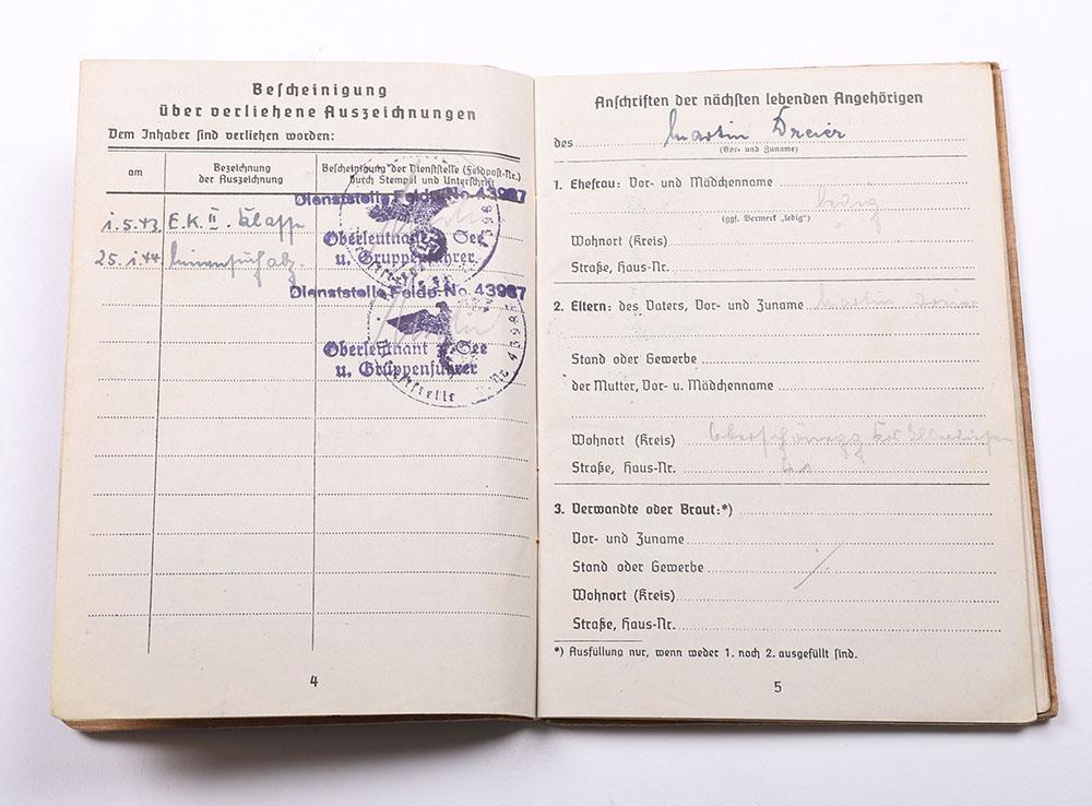 WW2 German Kriegsmarine 1944 Casualty Soldbuch