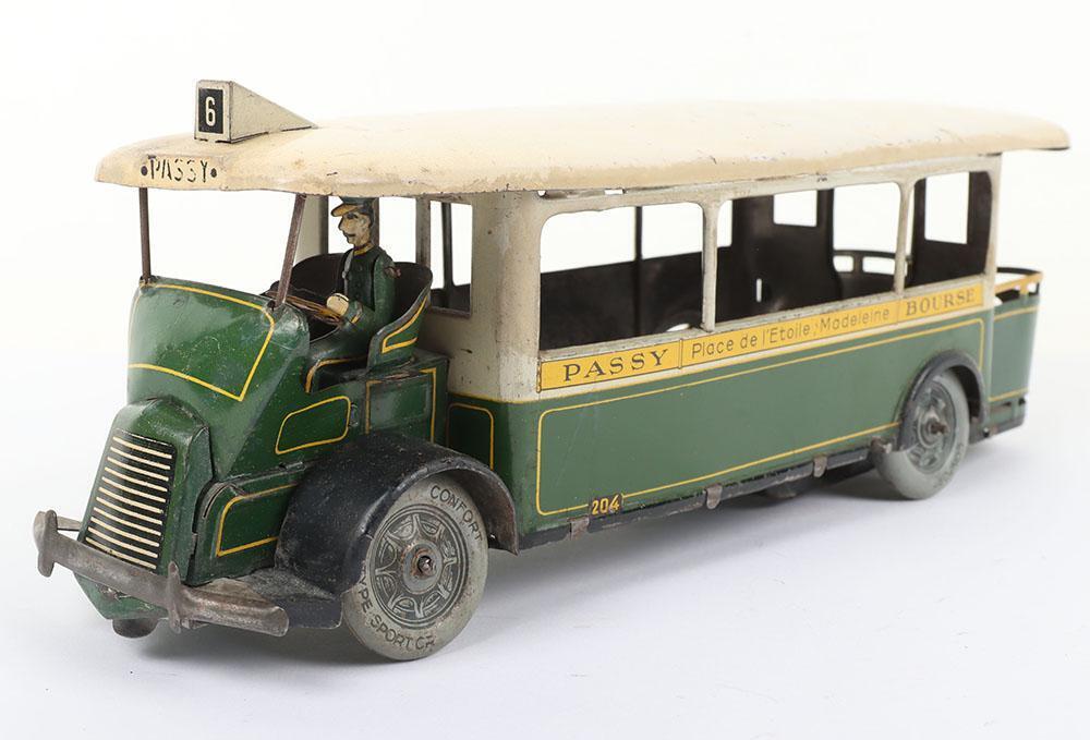 A Charles Rossignol tinplate clockwork Single Decker Paris bus, 1920s