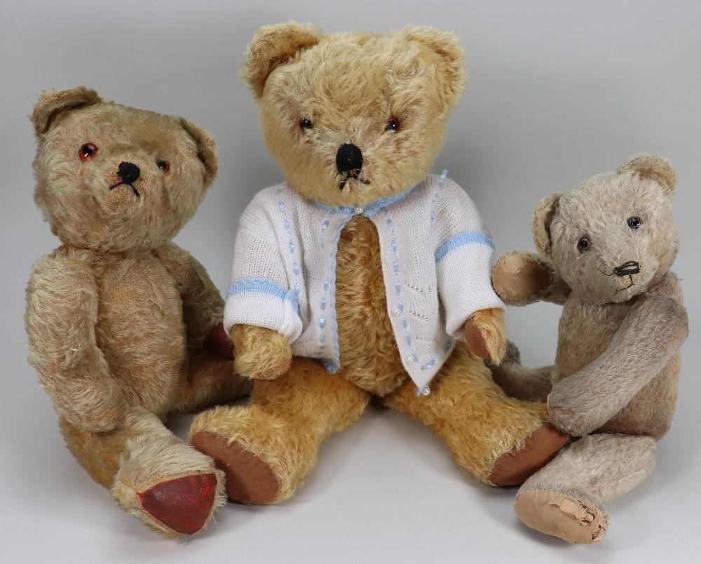 Three English mohair Teddy bears,
