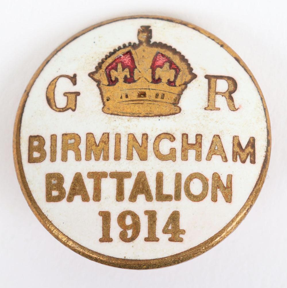 WW1 1914 Birmingham Battalion Enamel Lapel Badge