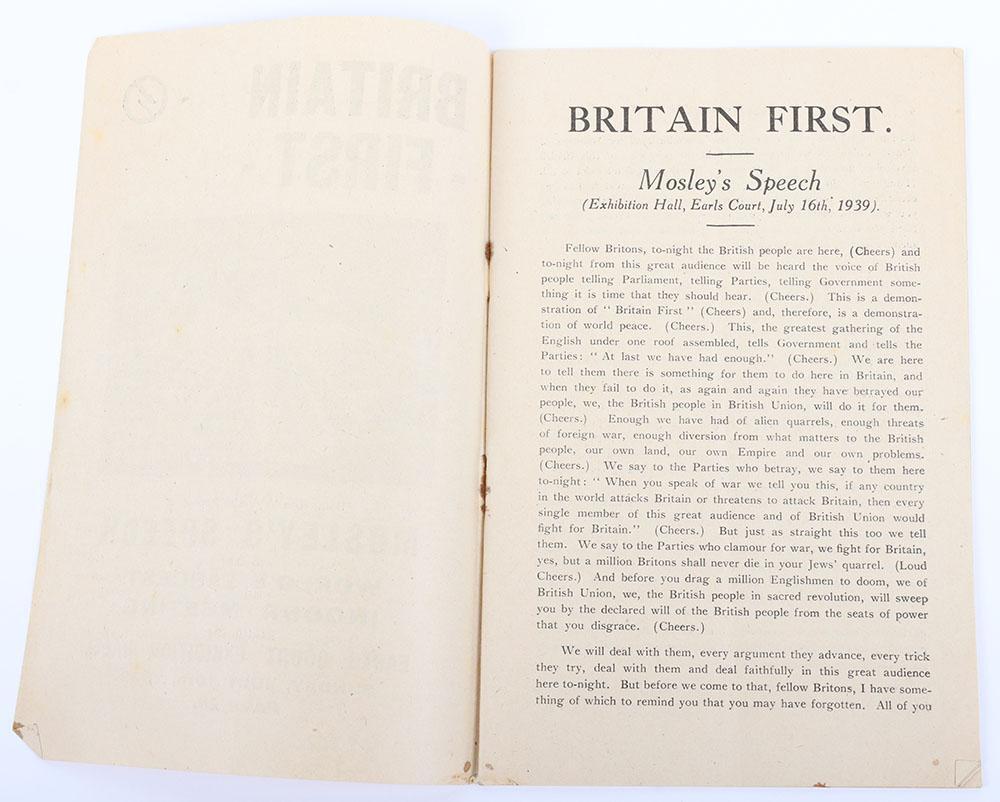 Oswald Mosley British Union of Fascists ‘BRITAIN FIRST’ Booklet