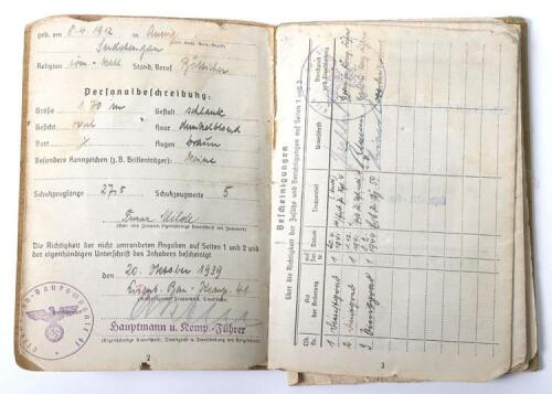 WW2 German Army Soldbuch Issued to Franz Milde, Railway Pioneer ...