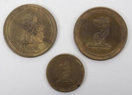 Three rare S.B.P Micklethwaite brass Hop Tokens