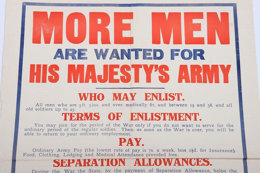 WW1 Parliamentary Recruiting Poster No 33 ‘More Men Are Wanted For His ...