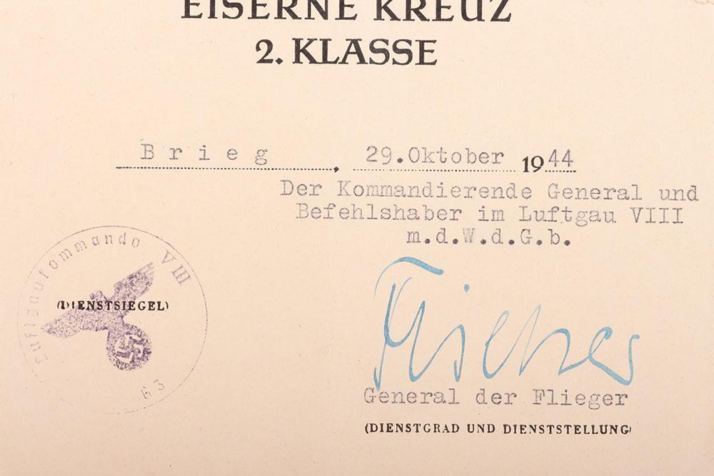 WW2 German Luftwaffe Award Citation Group of Three