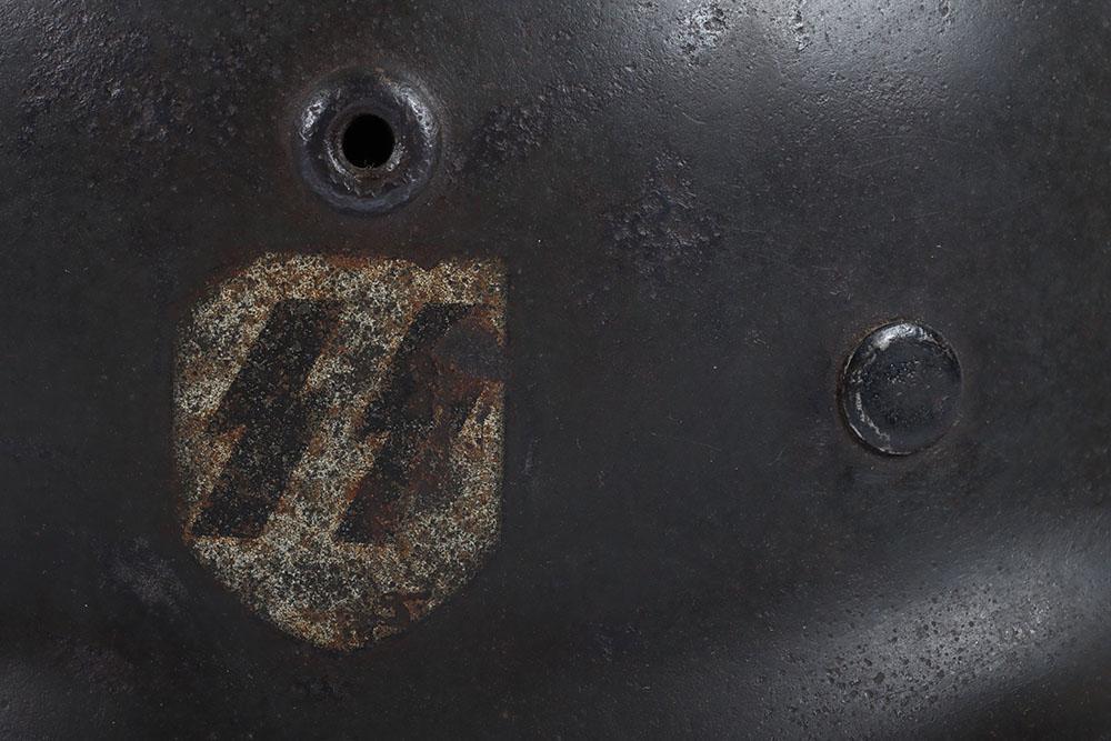 WW2 German Waffen-SS Single Decal Steel Combat Helmet