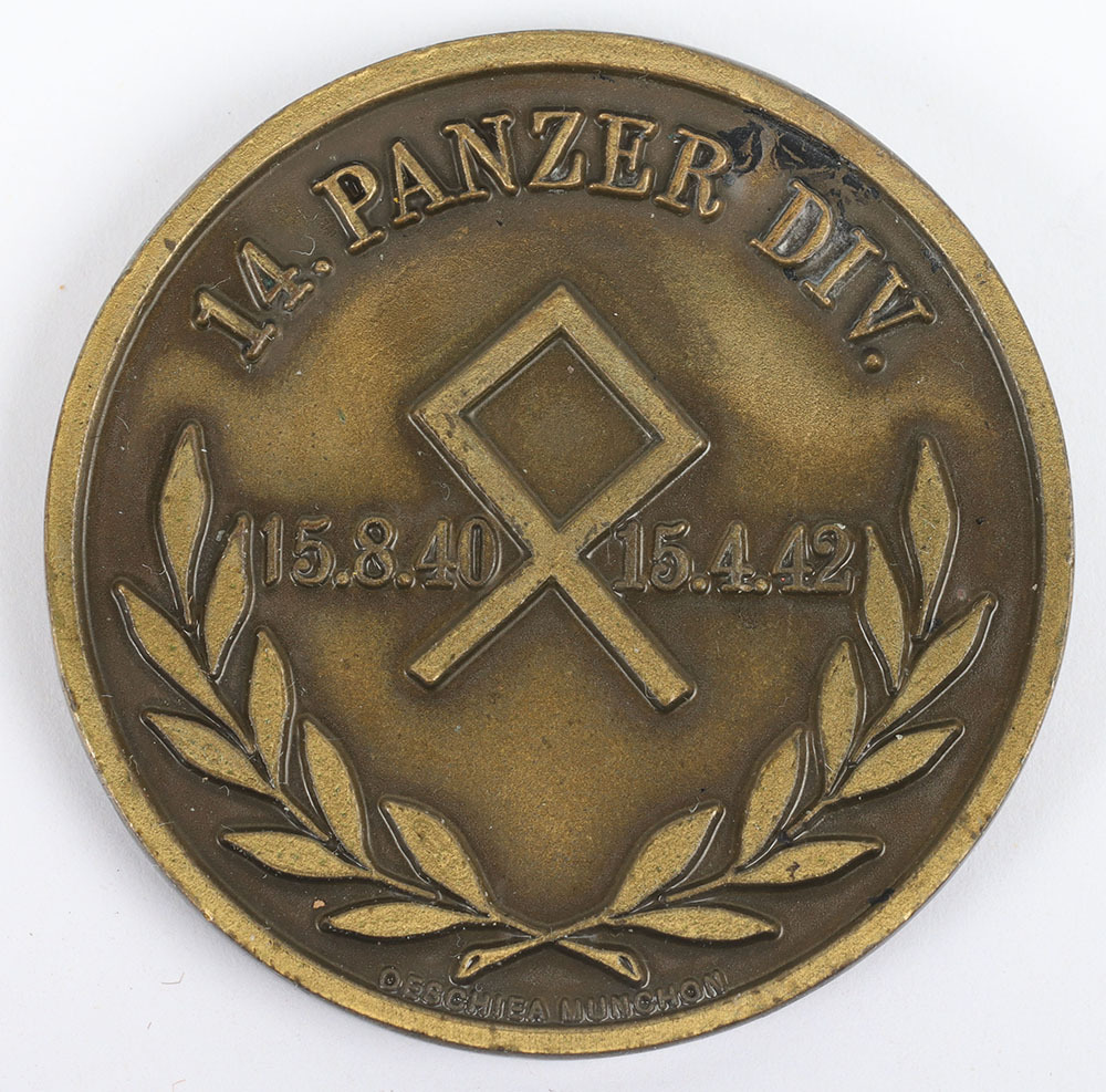 German 14th Panzer Division Commemorative Medallion