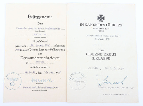 WW2 German Award Citation Pair