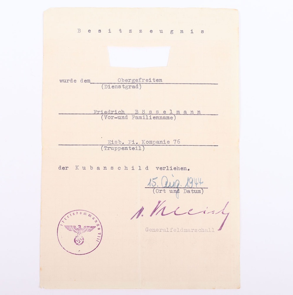 WW2 German Award Citation Group of Three