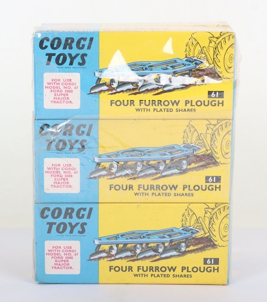 Corgi Toys 61 Trade pack of Four Furrow Ploughs