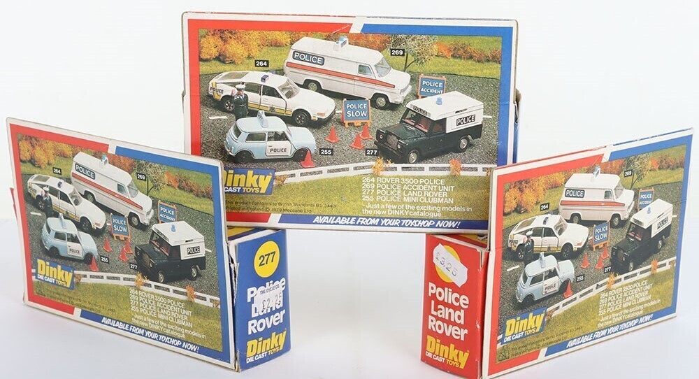 Three Dinky 277 Police Land Rovers