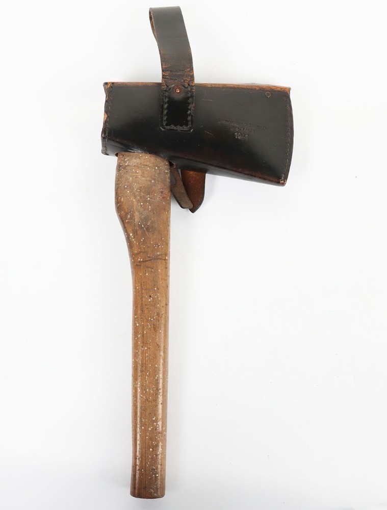 WW2 German Wehrmacht Pioneer Axe with Matching Leather Pouch 1941